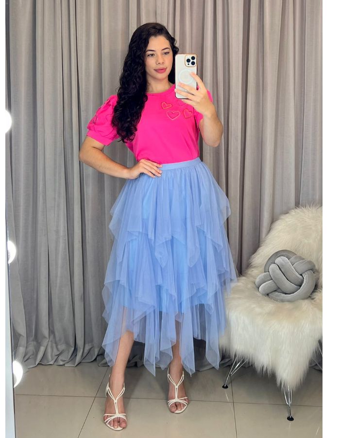 SAIA DE TULE C/BABADO | Loja